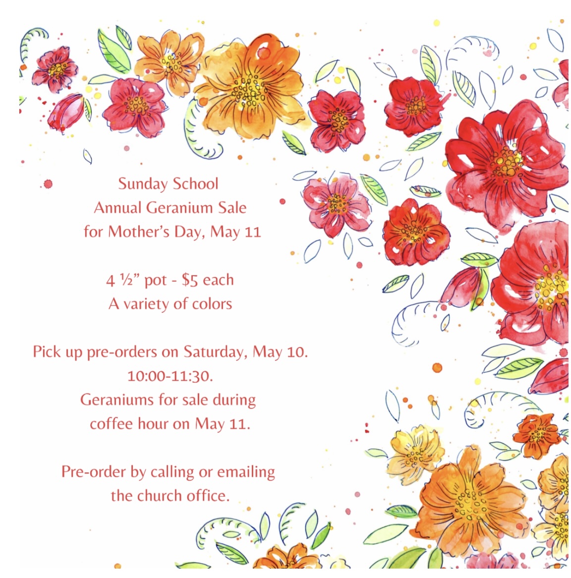 Annual Sunday School Geranium Sale – Point Pleasant Presbyterian